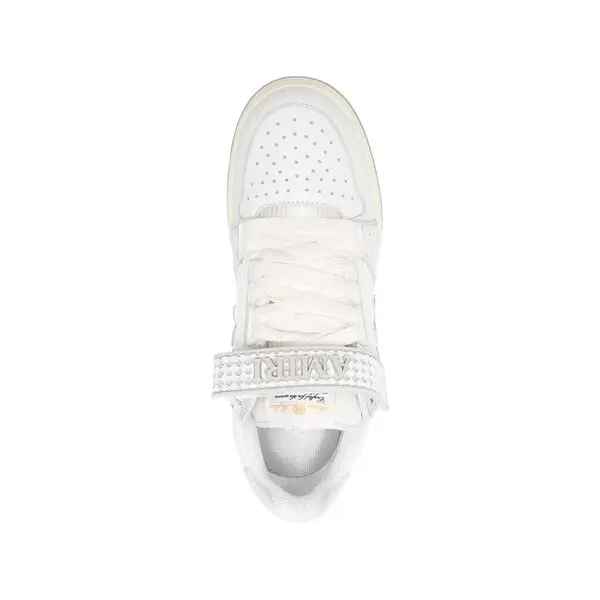 Amiri Low Top Sneakers With Perforated Detailing And Touch-strap Fastening - White