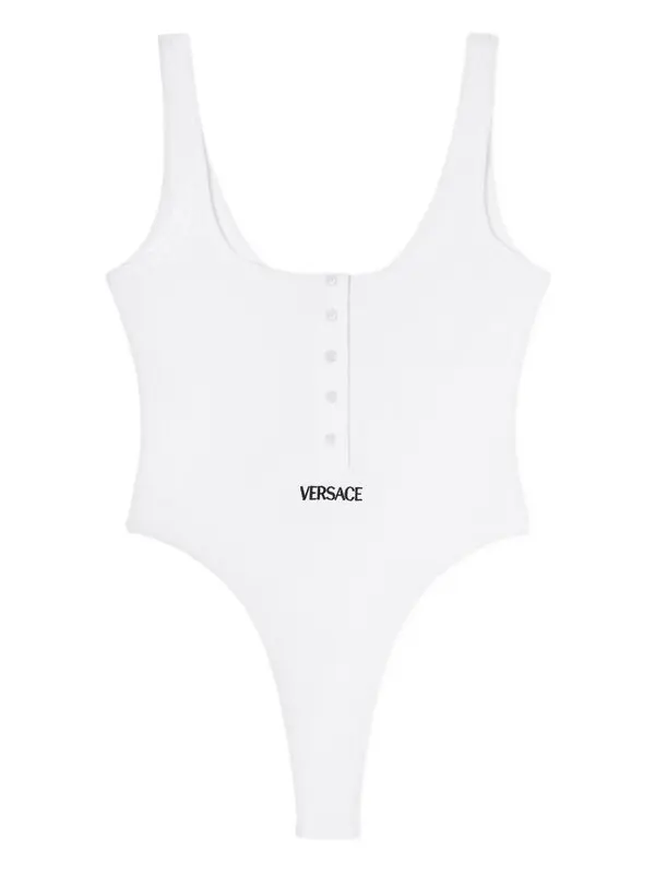 Versace Ribbed Bodysuit With Logo Embroidery - Multicolor