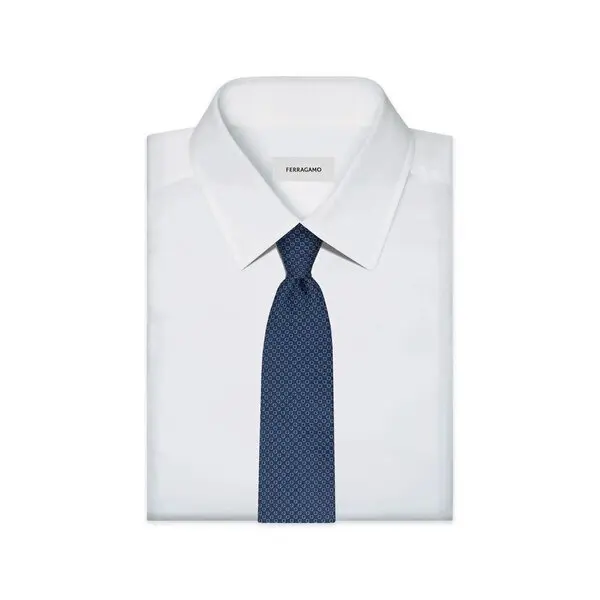 FERRAGAMO Jacquard Logo Motif Silk Neck Tie