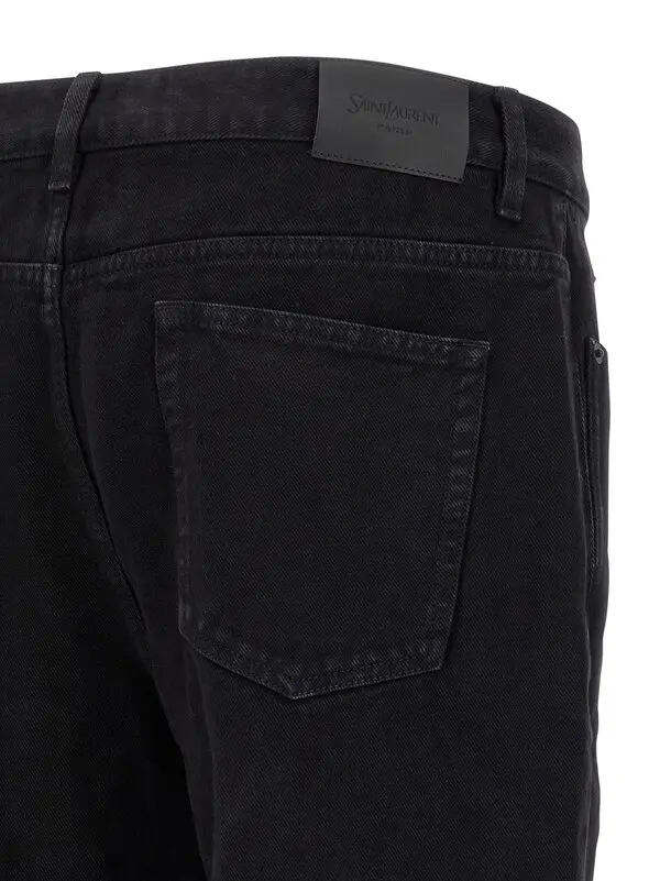 Saint Laurent Garment-dyed Cotton Denim Jeans - Black