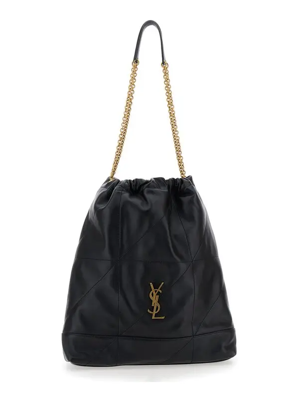 Saint Laurent Jamie Shoulder Bag With Two Top Handles And Cassandre Plate In Black Leather - Multicolor