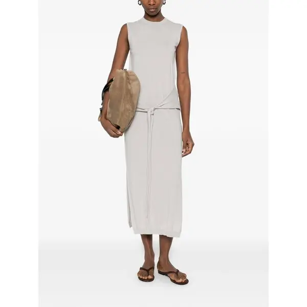 LEMAIRE Sleeveless Round Neck Midi Dress - Gray