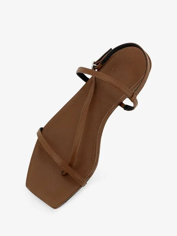 AeydĒ Ella Flat Leather Sandals - Brown