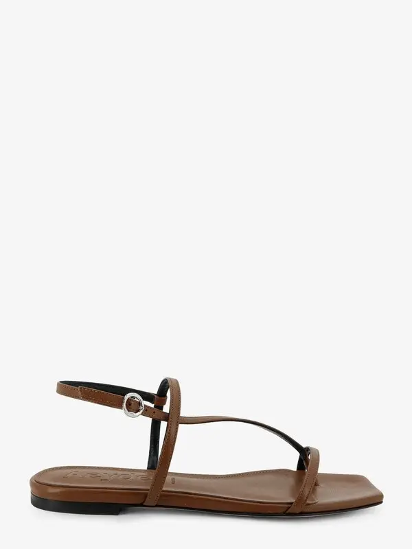 AeydĒ Ella Flat Leather Sandals - Brown