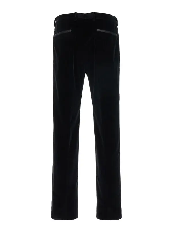 Dolce & Gabbana Black Velvet Stretch Pants With Belt Loops - Multicolor