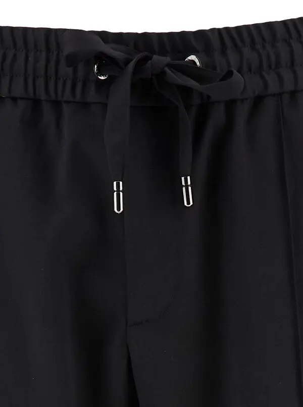 Dolce & Gabbana Black Sweatpants With Drawstring In Wool Blend - Multicolor