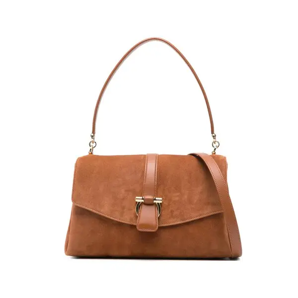 FERRAGAMO Suede Shoulder Bag - Brown