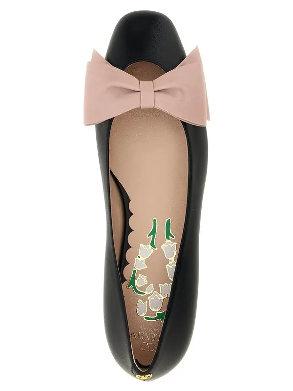 Valentino Garavani Kidskin Ballet Flats With Bow Detail - Black