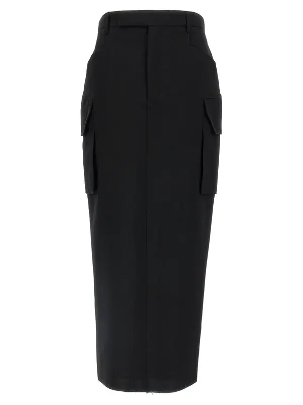 Rick Owens Firebanks Wool Midi Skirt - Black