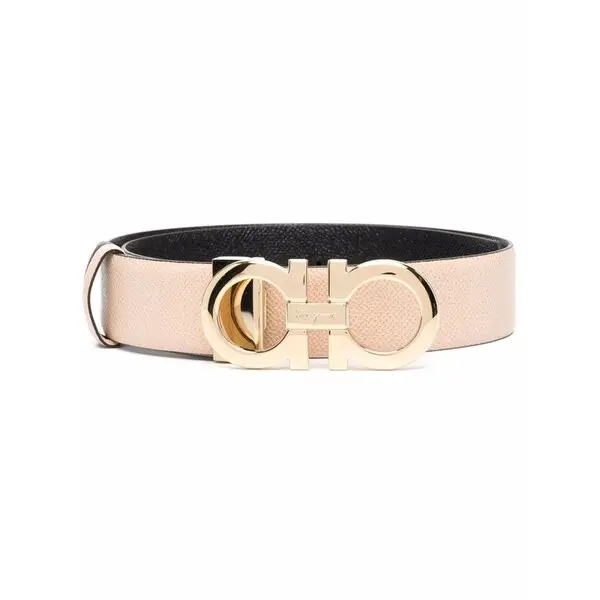 FERRAGAMO Reversible Belt With Logo Buckle - Cream