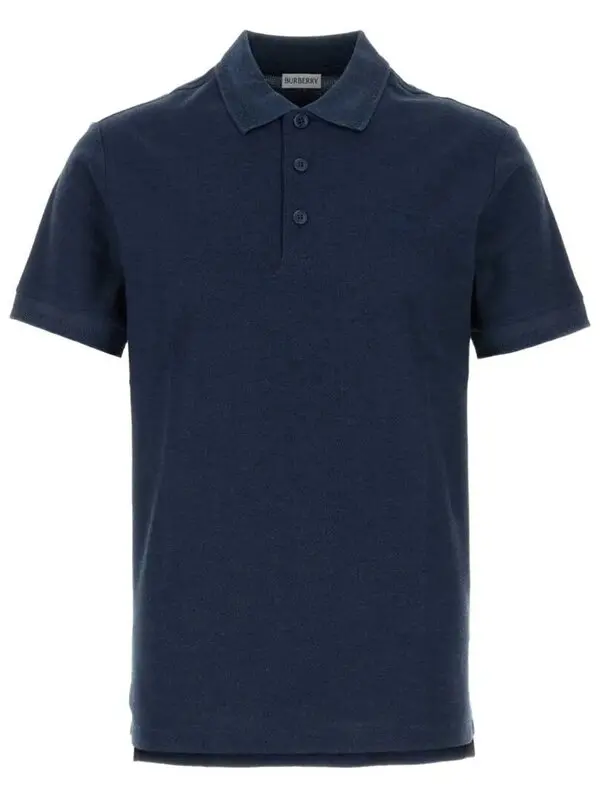 Burberry Eddie Cotton Polo Shirt With Ekd Embroidery - Blue