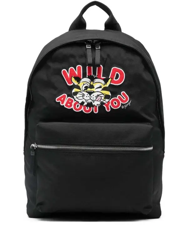 Kenzo Wild Tiger Graphic Print Backpack - Black