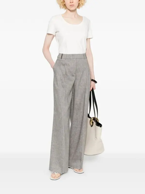 Peserico Wide Leg Linen Trousers - Multicolor