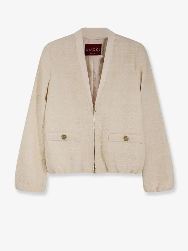 Gucci Checked Cotton Tweed Jacket With Gg Interlocking Details - Multicolor