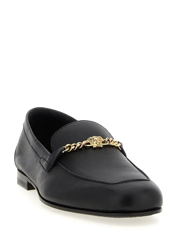 Versace Medusa Chain Leather Slippers