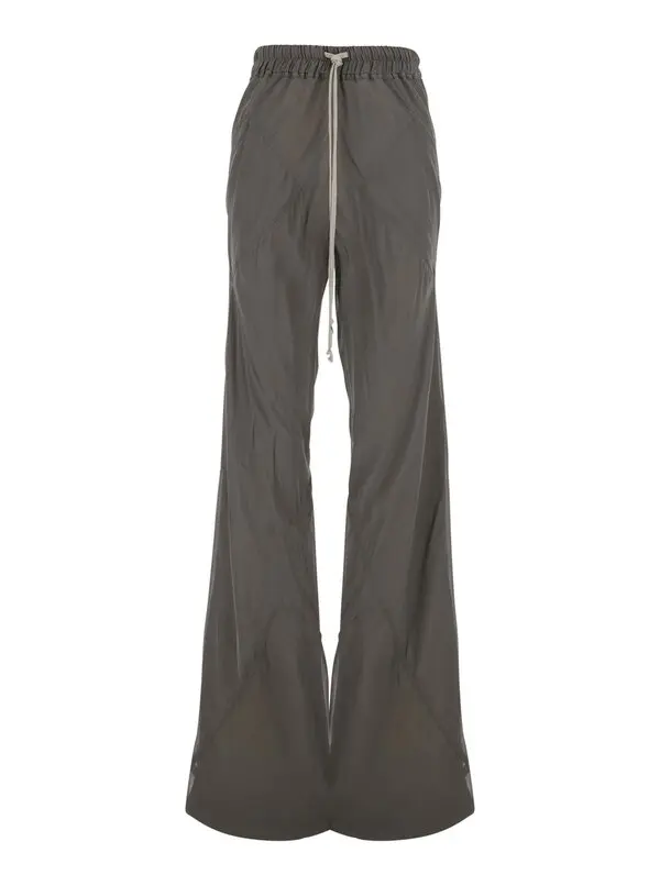 Rick Owens Bias Pants With Elastic Waist And Drawstring In Fabric And Silk Blend - Gray