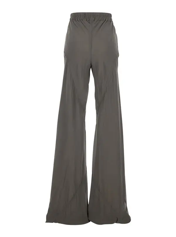 Rick Owens Bias Pants With Elastic Waist And Drawstring In Fabric And Silk Blend - Gray
