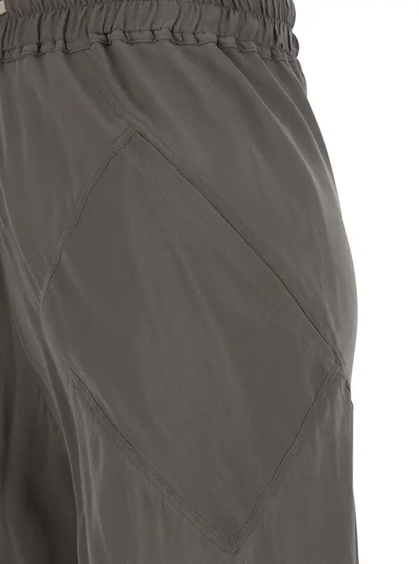 Rick Owens Bias Pants With Elastic Waist And Drawstring In Fabric And Silk Blend For - Gray