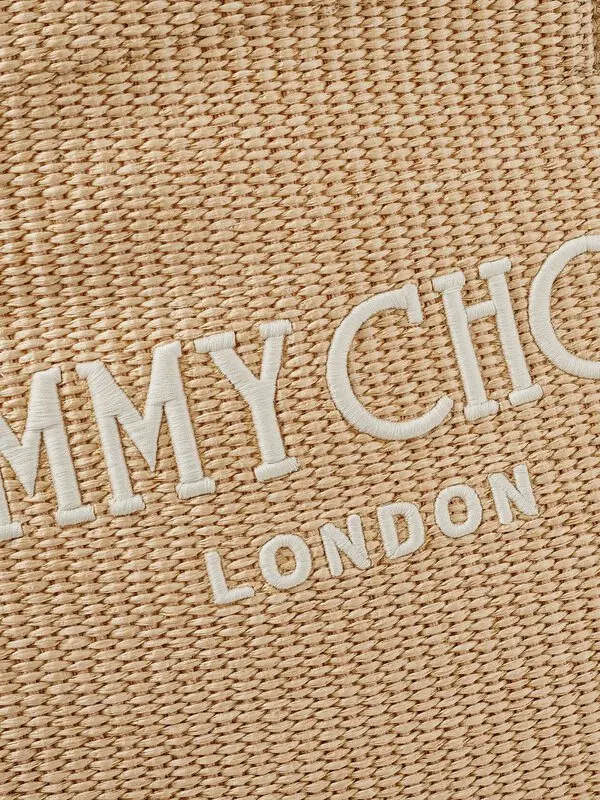 JIMMY CHOO Raffia Shopping Bag With Lettering Logo - Multicolor