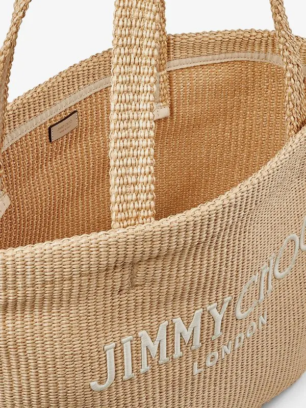 JIMMY CHOO Raffia Shopping Bag With Lettering Logo - Multicolor