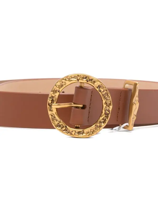 Zimmermann Solena Belt Brown Leather With Gold-tone Round Buckle - Multicolor