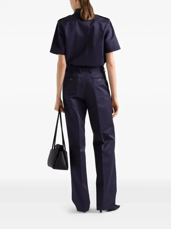 Prada Cotton Short Sleeve Shirt With Classic Collar And Pocket