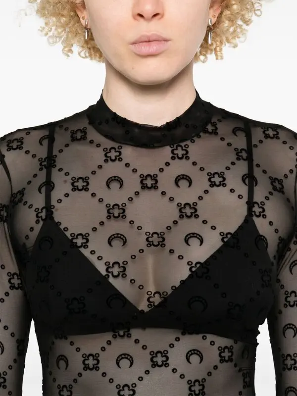 MARINE SERRE Moonogram Mesh Flock Top