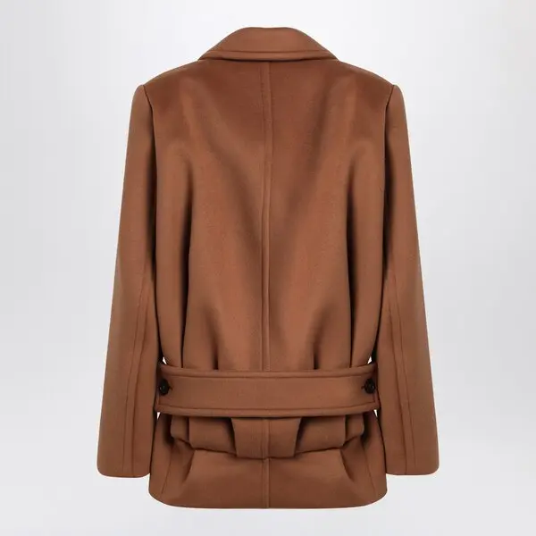 Saint Laurent Camel Wool Short Coat - Brown