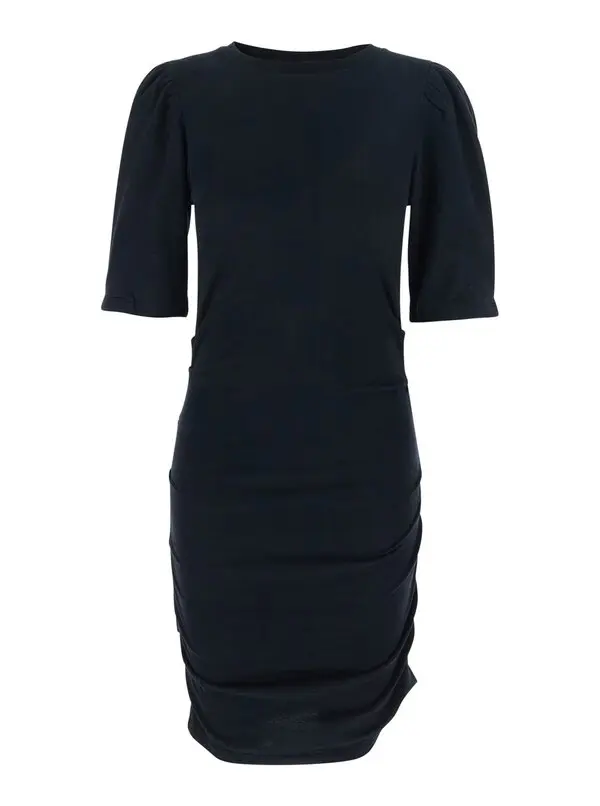 Isabel Marant Étoile Mylda' Crew Neck Cotton Dress With Ruffled Straps And Pleated Details - Black