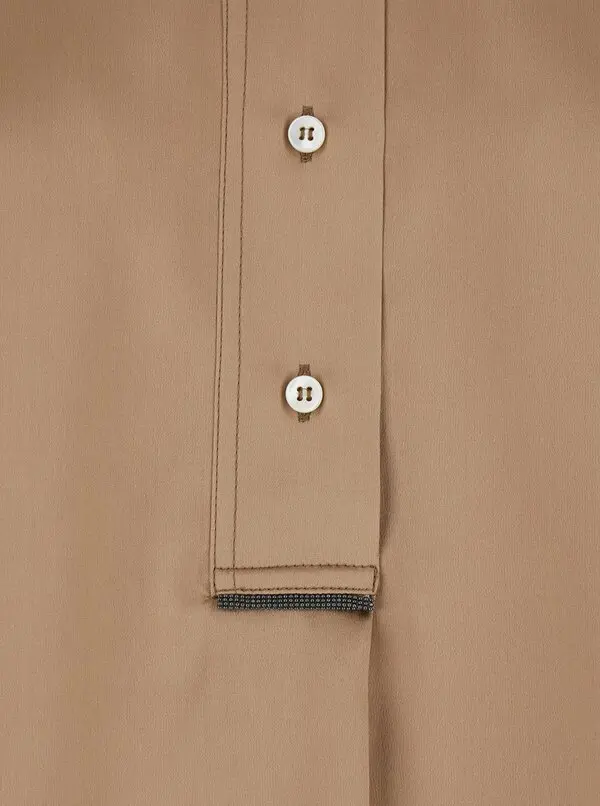 Brunello Cucinelli Beige Stretch Silk Button-down Shirt - Multicolor