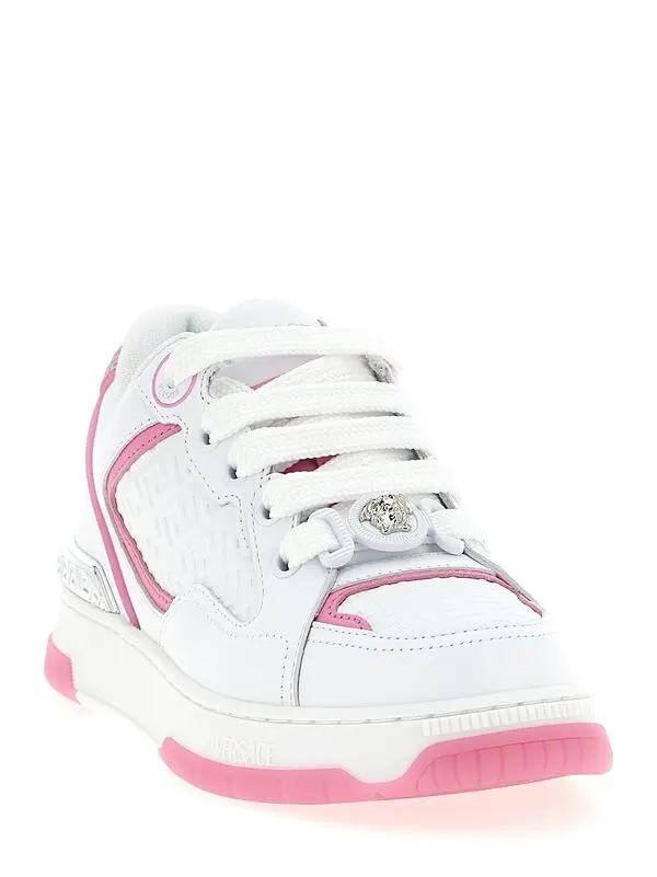 Versace Biggie Basket' Leather Sneakers With Greca Motif
