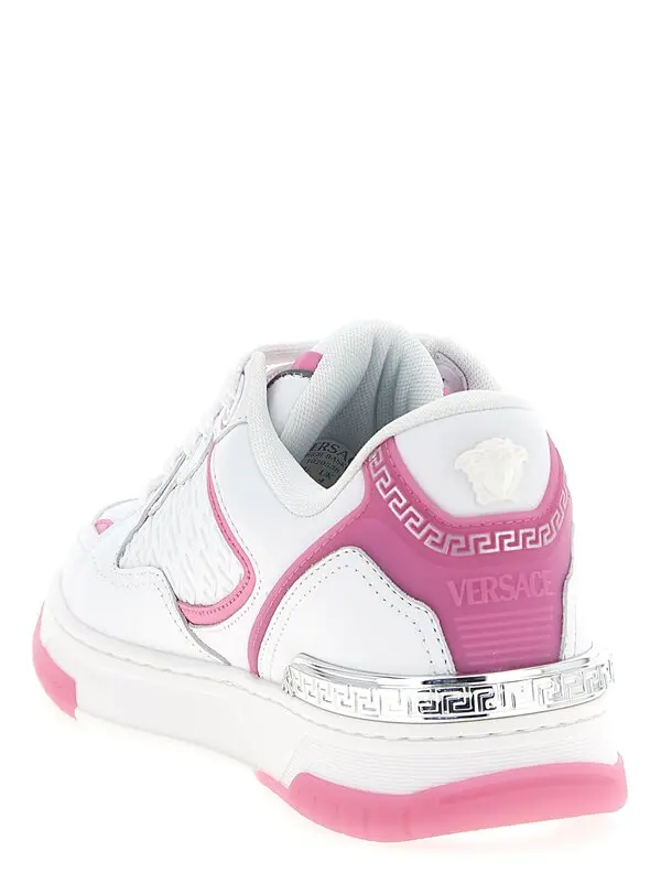 Versace Biggie Basket' Leather Sneakers With Greca Motif