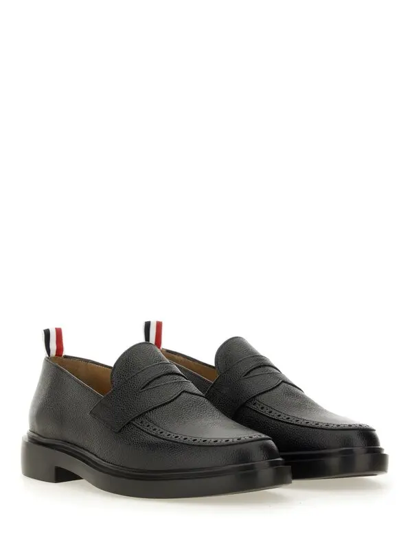 Thom Browne Calf Leather Moccasin Penny Loafers - Black