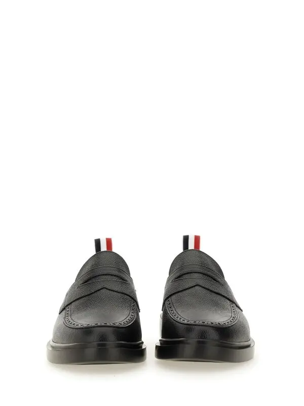 Thom Browne Calf Leather Moccasin Penny Loafers - Black