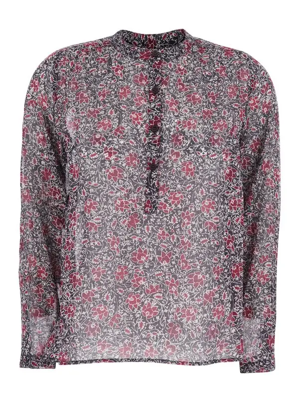 Isabel Marant Étoile Floral Print Cotton Henley Neck Dress - Multicolor