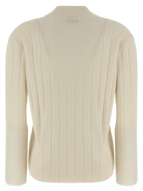 Max Mara Arten Cashmere Sweater With Crossed V-neck And Ribbed Detailing