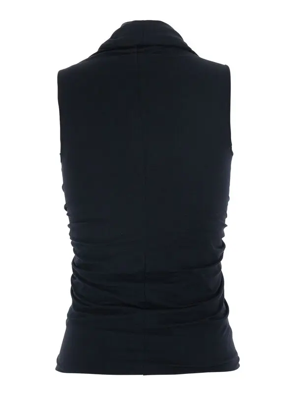 Rick Owens Black Fabric Sleeveless Top With Ruching