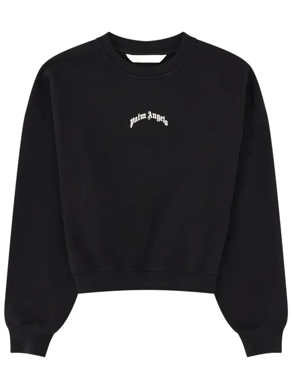 Palm Angels Cropped Logo Sweatshirt - Black