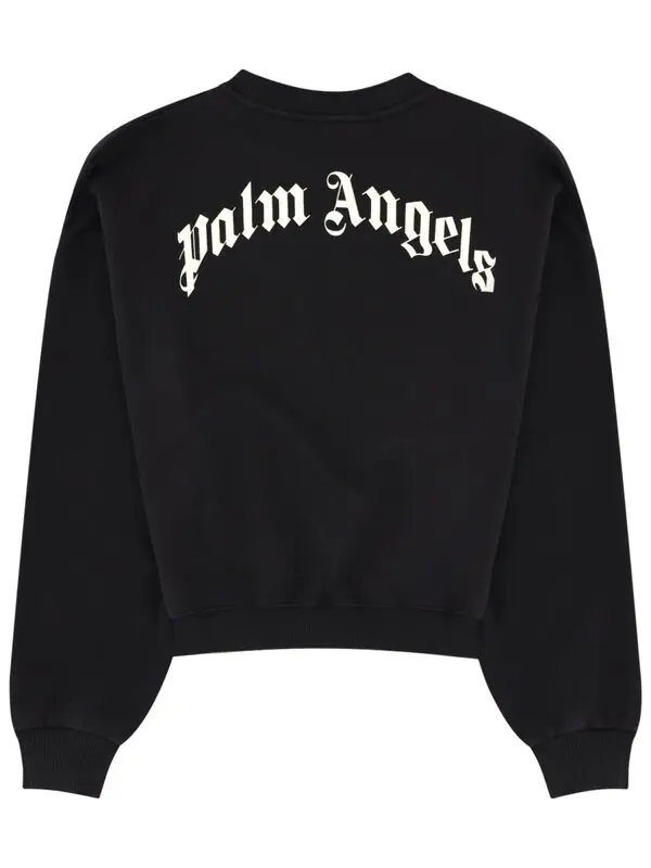 Palm Angels Cropped Logo Sweatshirt - Black