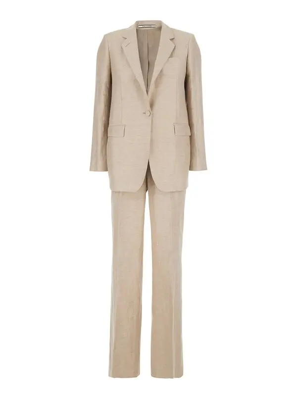 Tagliatore Beige Cotton Single-breasted Suit - Multicolor