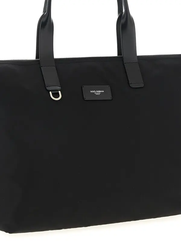 Dolce & Gabbana Medium Nylon Shopping Bag With Leather Details