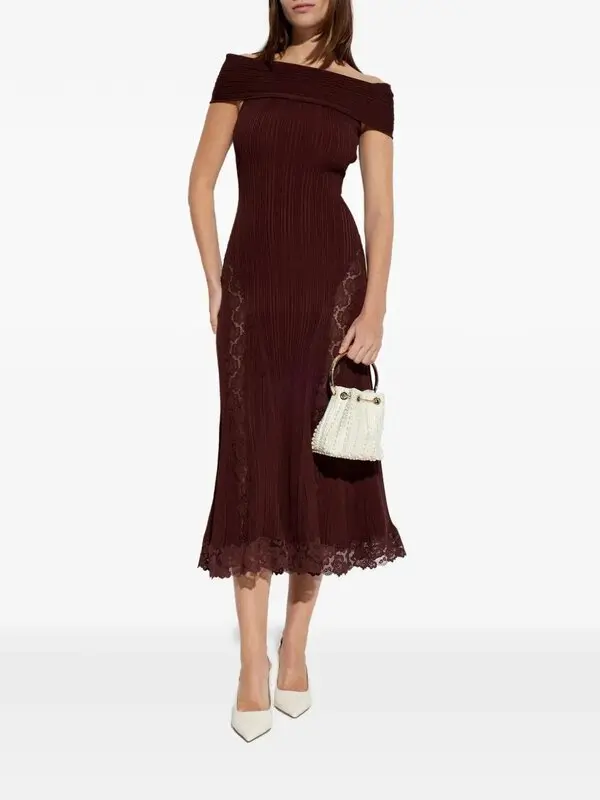 self portrait lace insert midi dress self-portrait knit lace insert midi dress available on Spinnaker