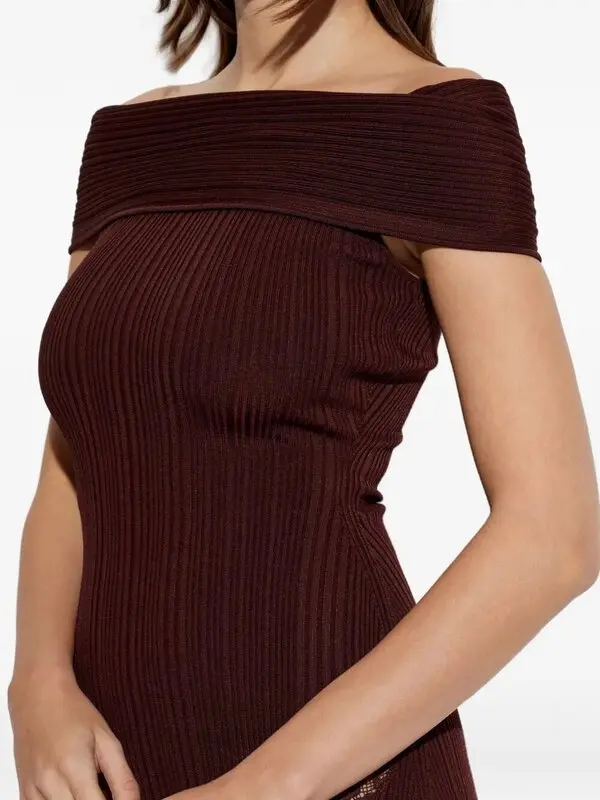 SELF-PORTRAIT Knit Lace Insert Midi Dress - Multicolor