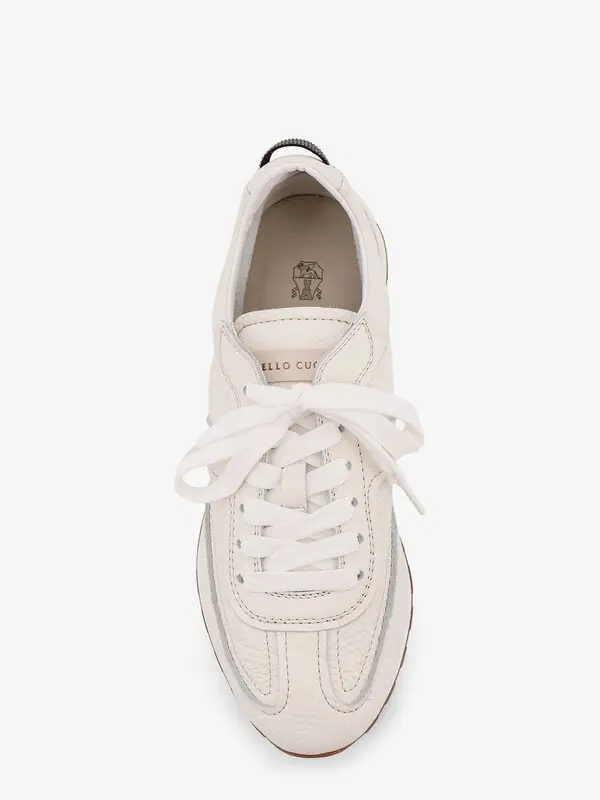 Brunello Cucinelli Leather Sneakers With Monili Detail