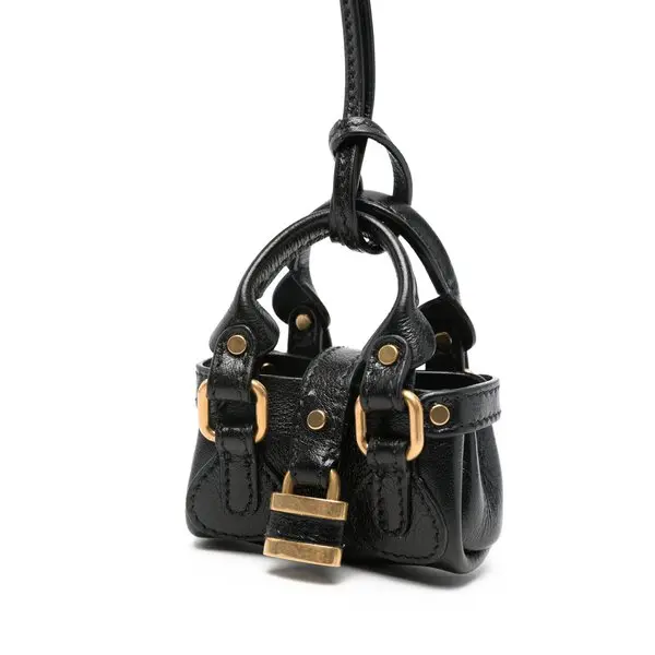 Chloé Buffalo Leather Keyring With Gold-tone Hardware - Black