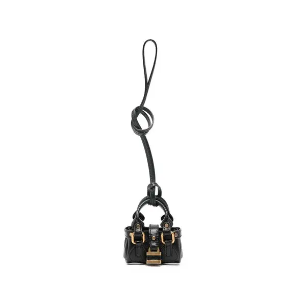 Chloé Buffalo Leather Keyring With Gold-tone Hardware - Black