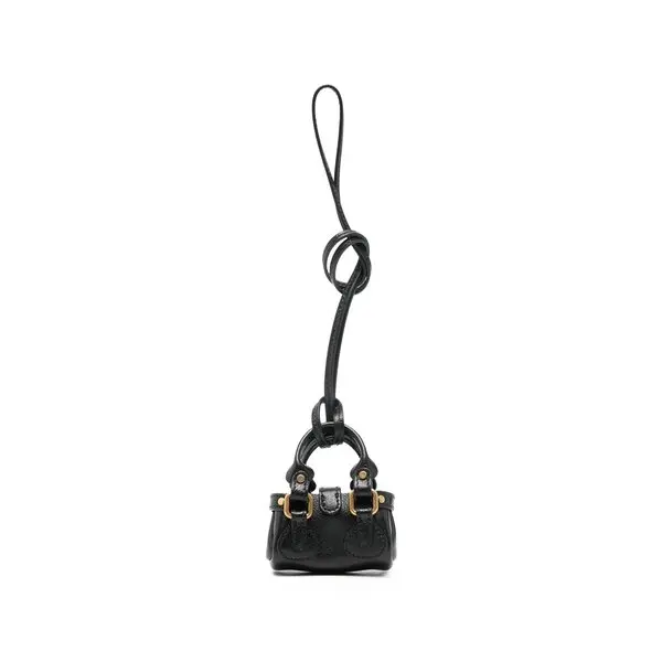 Chloé Buffalo Leather Keyring With Gold-tone Hardware - Black