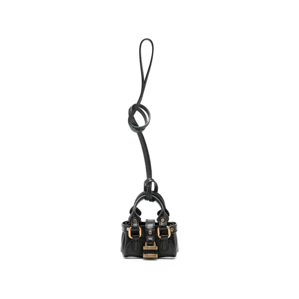 Chloé Buffalo Leather Keyring With Gold-tone Hardware - Black