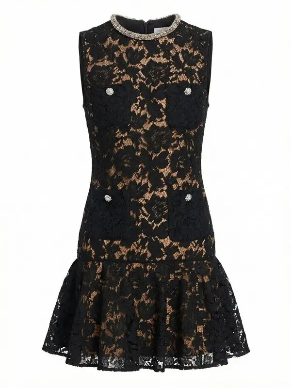 SELF-PORTRAIT Lace Crystal Mini Dress