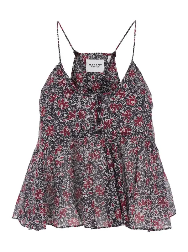 Isabel Marant Étoile Lirhetta' Floral Print Cotton Top - Multicolor